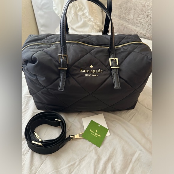 kate spade | Bags | Kate Spade Watson Lame Quilted Duffleweekender ...